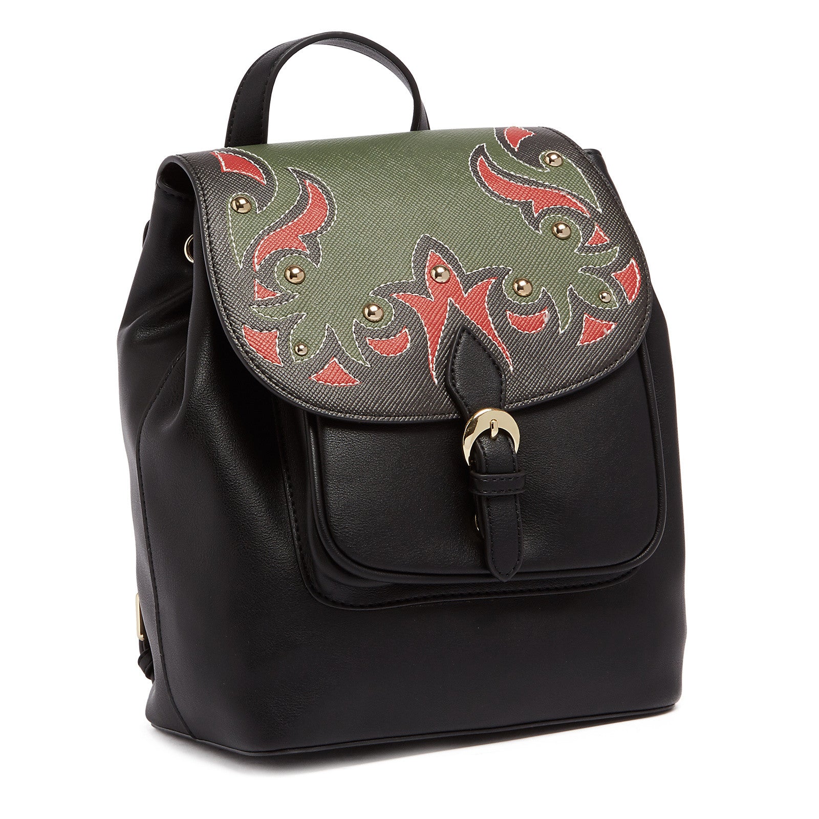 Tosca Blu Black/Red Large Western Applique Flap Backpack – Bluefly