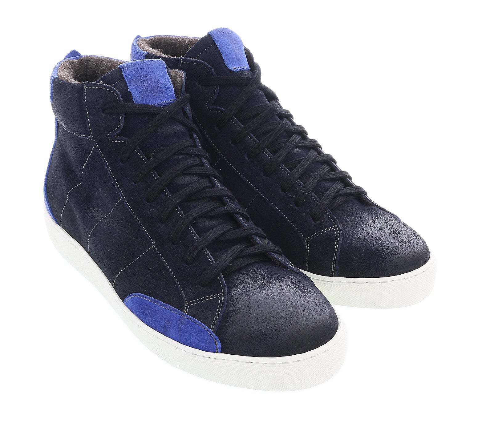Daniela Fargion Black Blue Suede Suede Mid Top Distressed Leather Fash ...