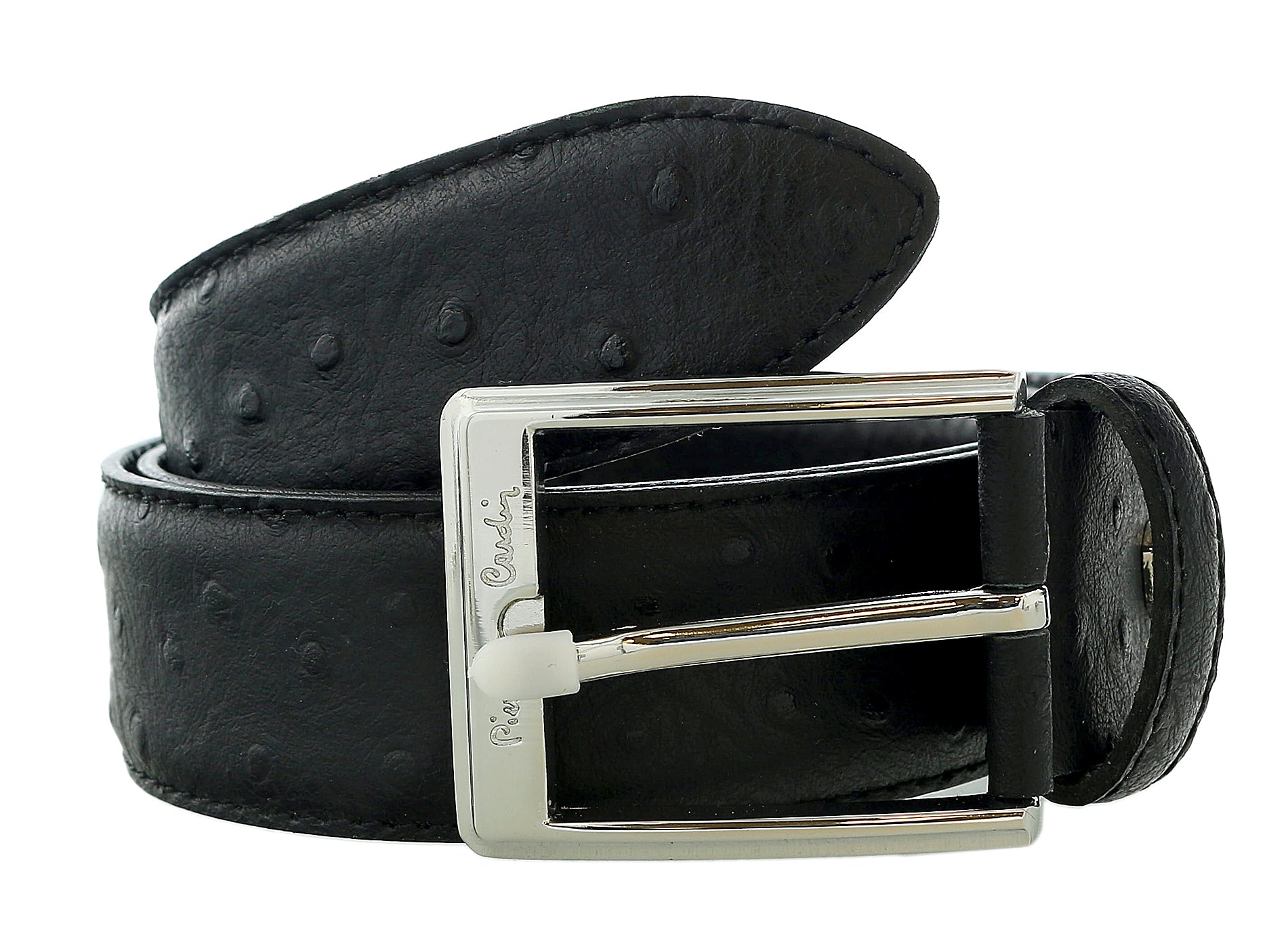 Pierre Cardin Black Embossed Classic D-Ring Adjustable Buckle Belt Adj ...
