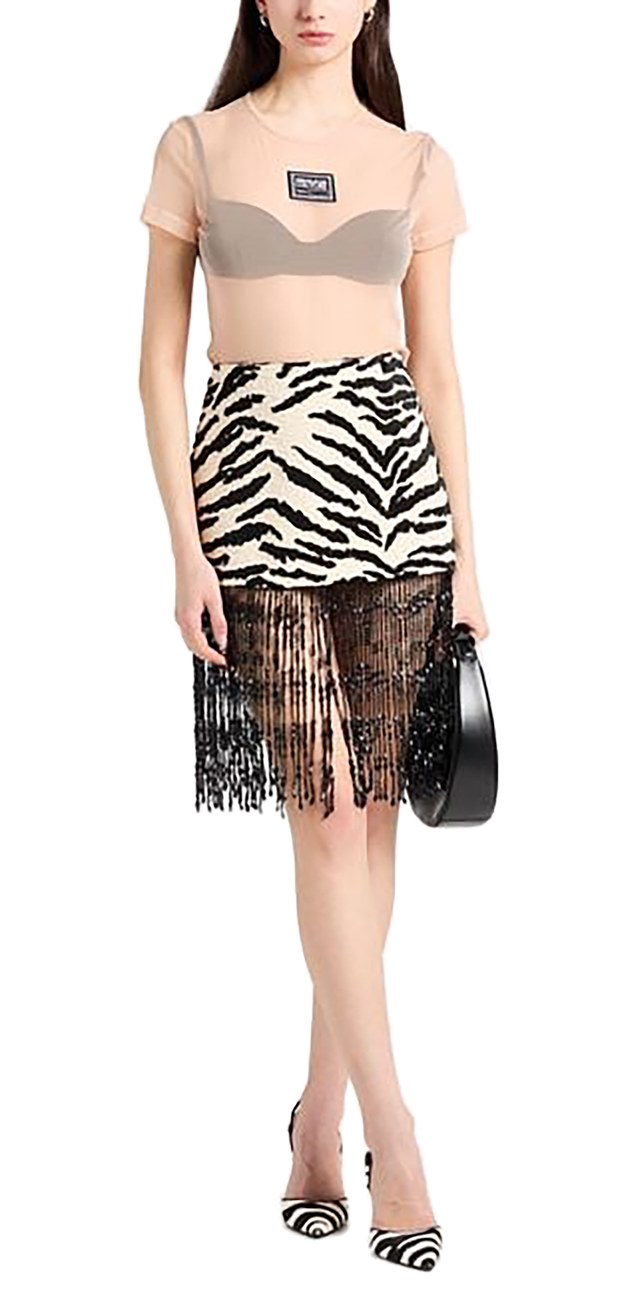 Versace Jeans Couture Light Peach Mesh Crop Top – Sheer Street Glam wi ...