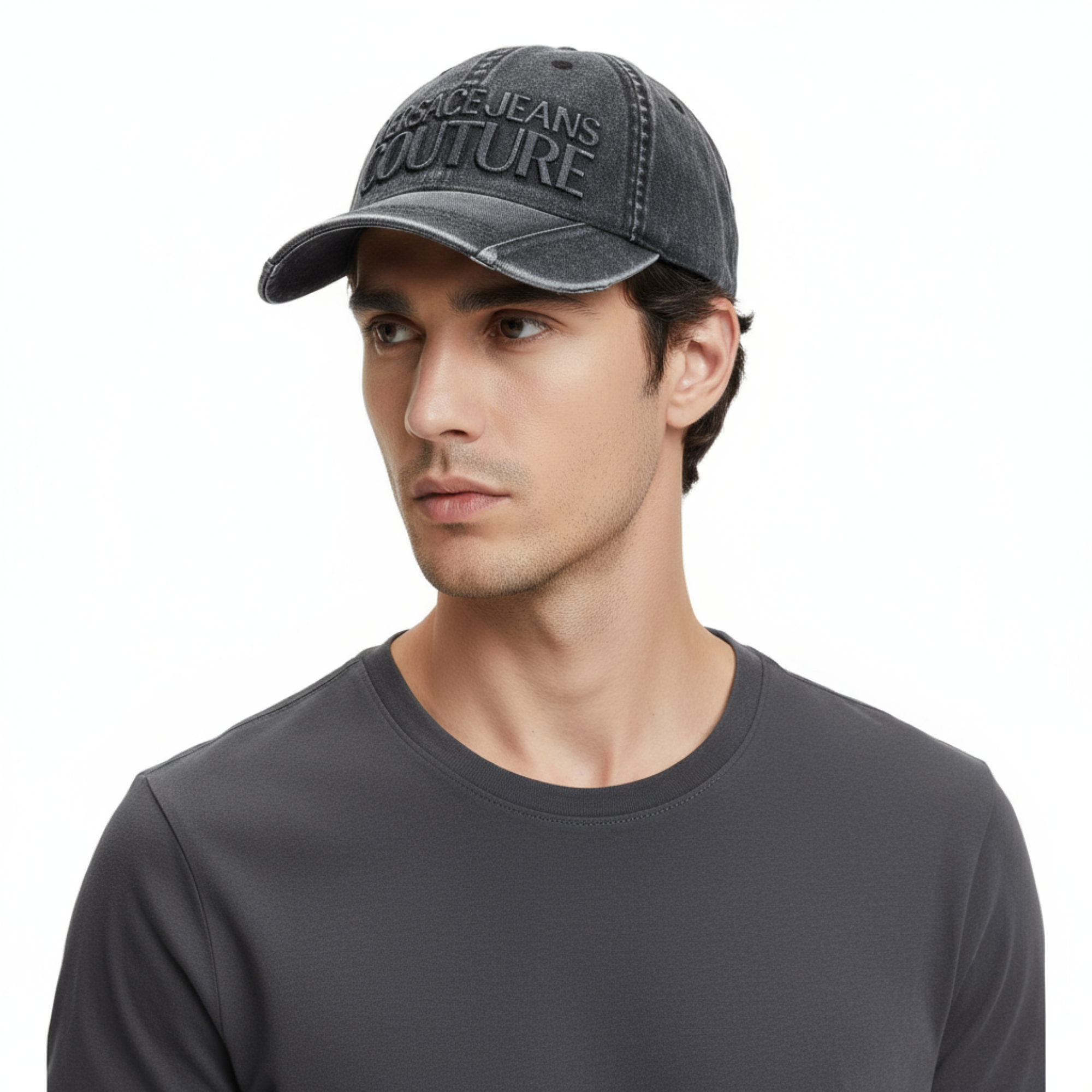 Versace Jeans Couture Denim Distressed Denim Subtle Logo Baseball Cap ...