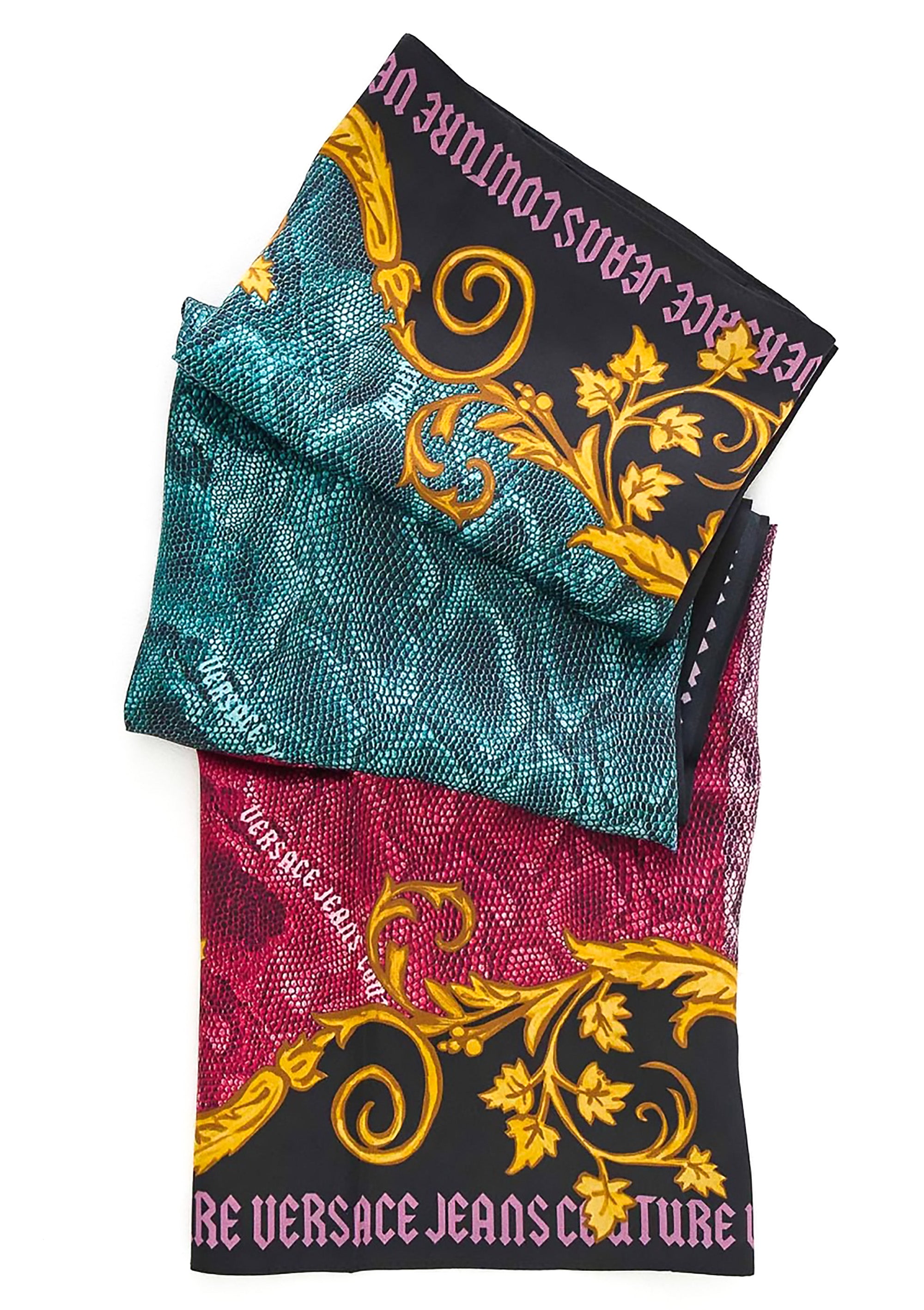 Versace Jeans Couture Luxury Multicolor Snake-Print Scarf with Baroque ...
