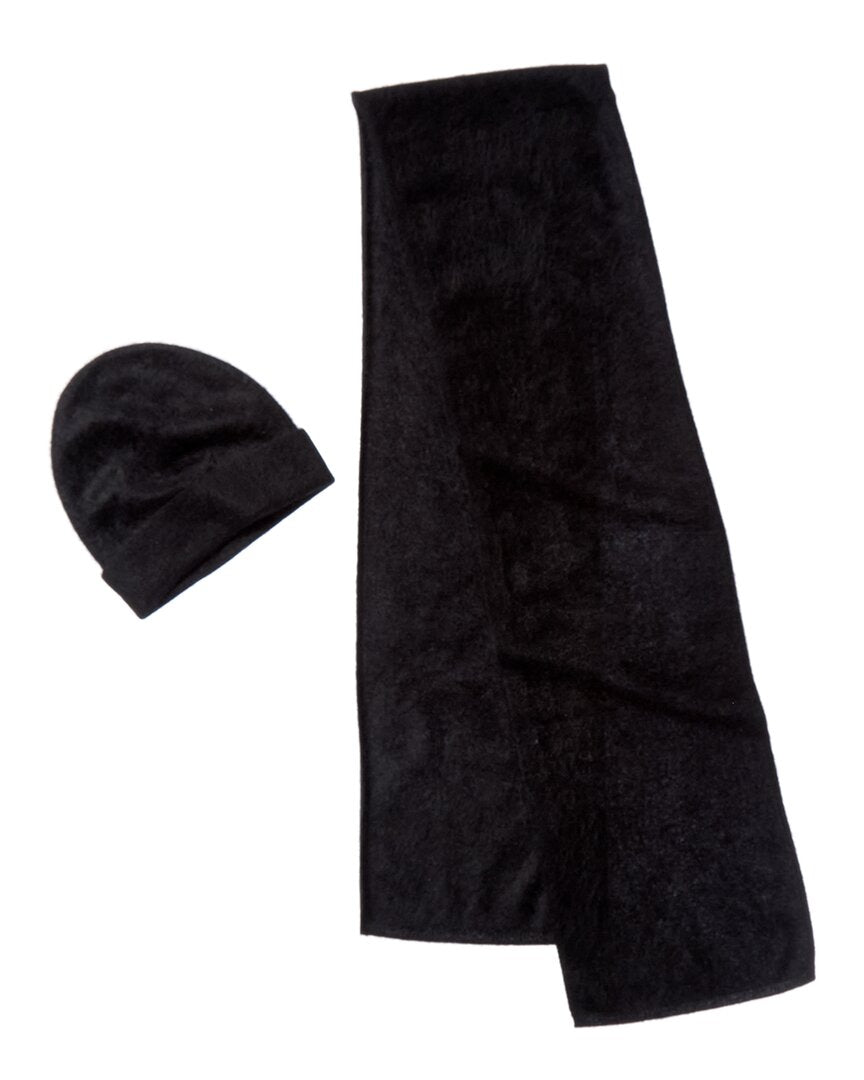Amicale Cashmere Brushed Cashmere Hat & Scarf Set – Bluefly