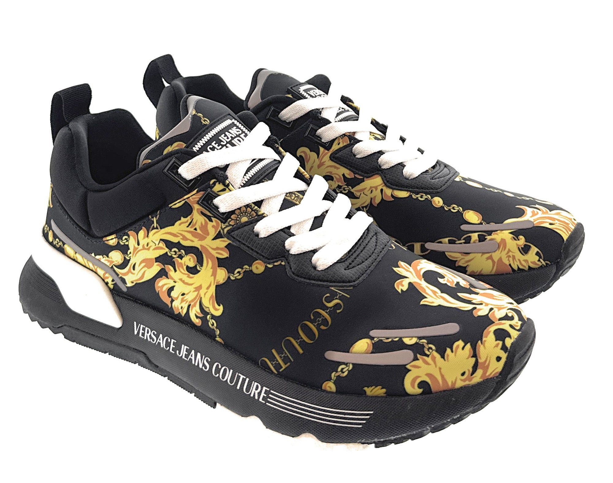 Versace Jeans Couture Black/Gold Signature Mens Fashion Lace-Up Sneake ...