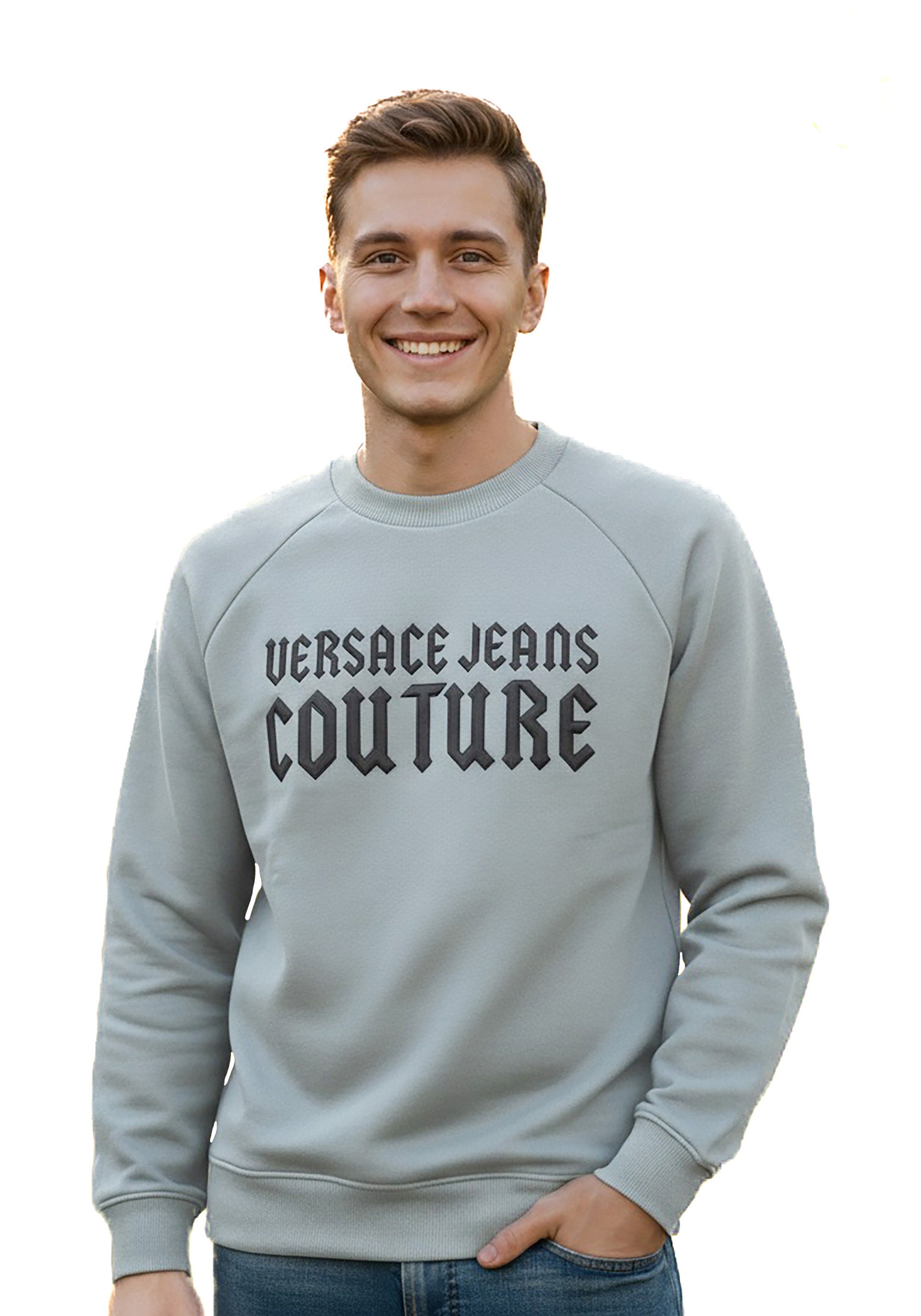 Versace Jeans Couture Ice Grey Cotton Mens Sweatshirt – Bluefly