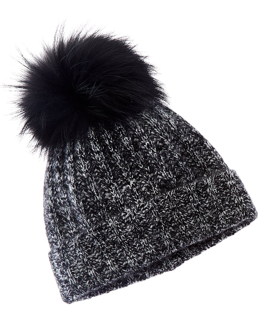 Amicale Cashmere Marl Ladderstitch Cashmere Hat, Black – Bluefly