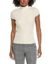 Elie Tahari Cap Sleeve High Neck Rib Top – Bluefly