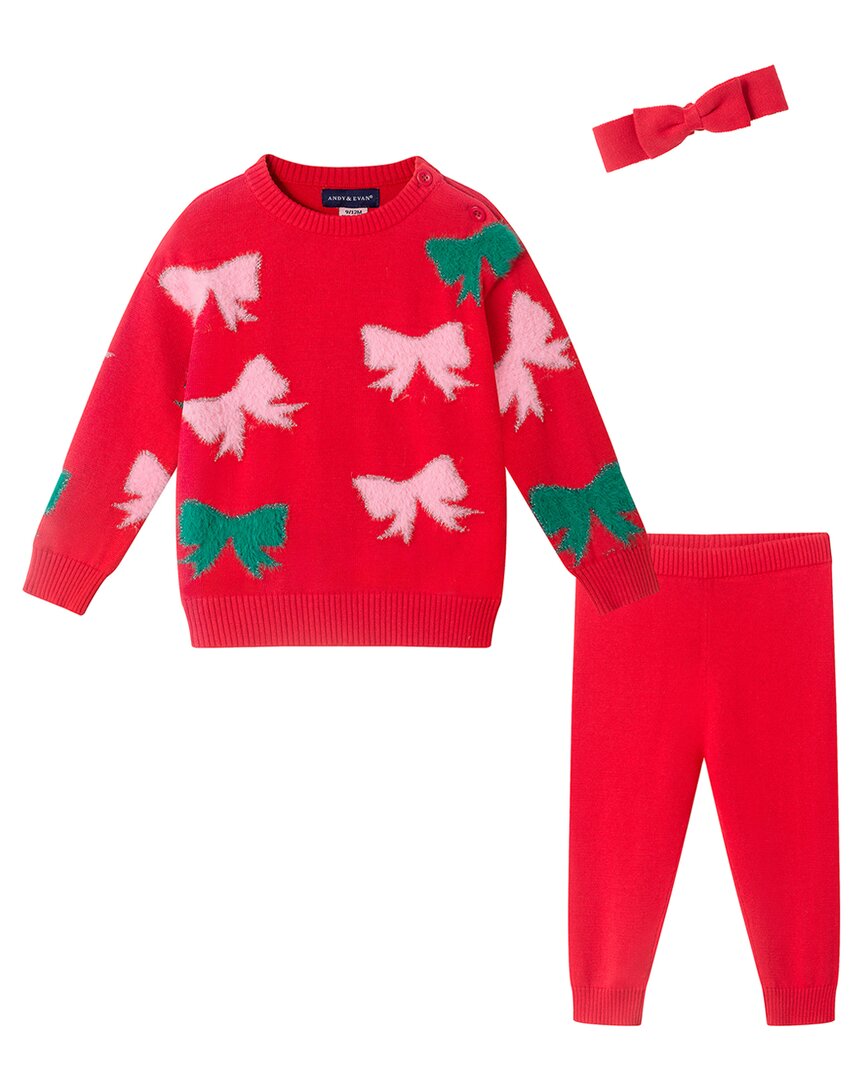 Andy & Evan Baby Bow Icon Sweater, Pant & Headband Set – Bluefly