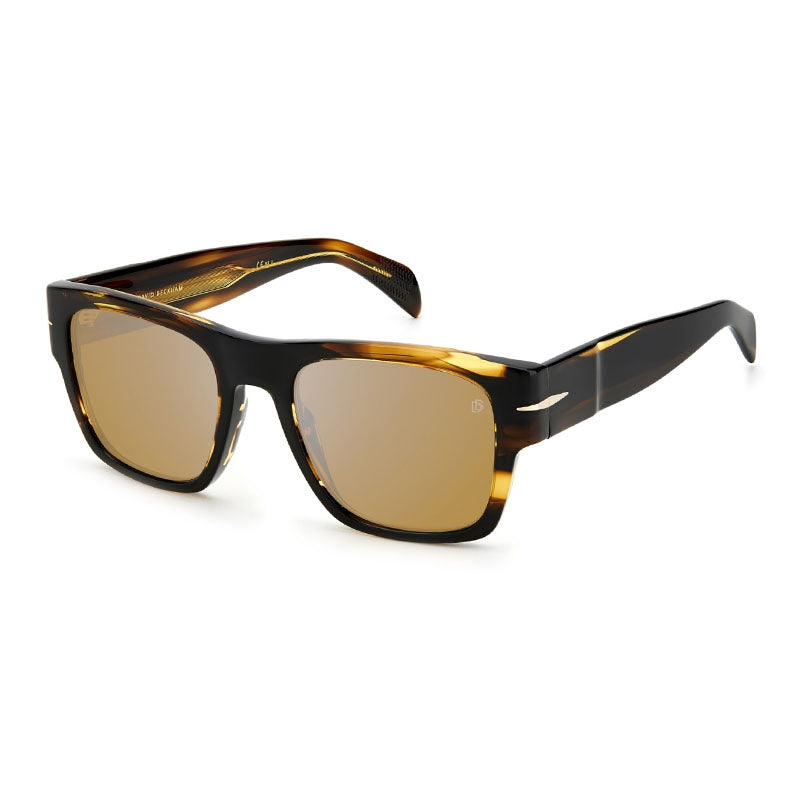 David Beckham Sunglasses Square Full Rim, Striped Brown Frame and Blue ...