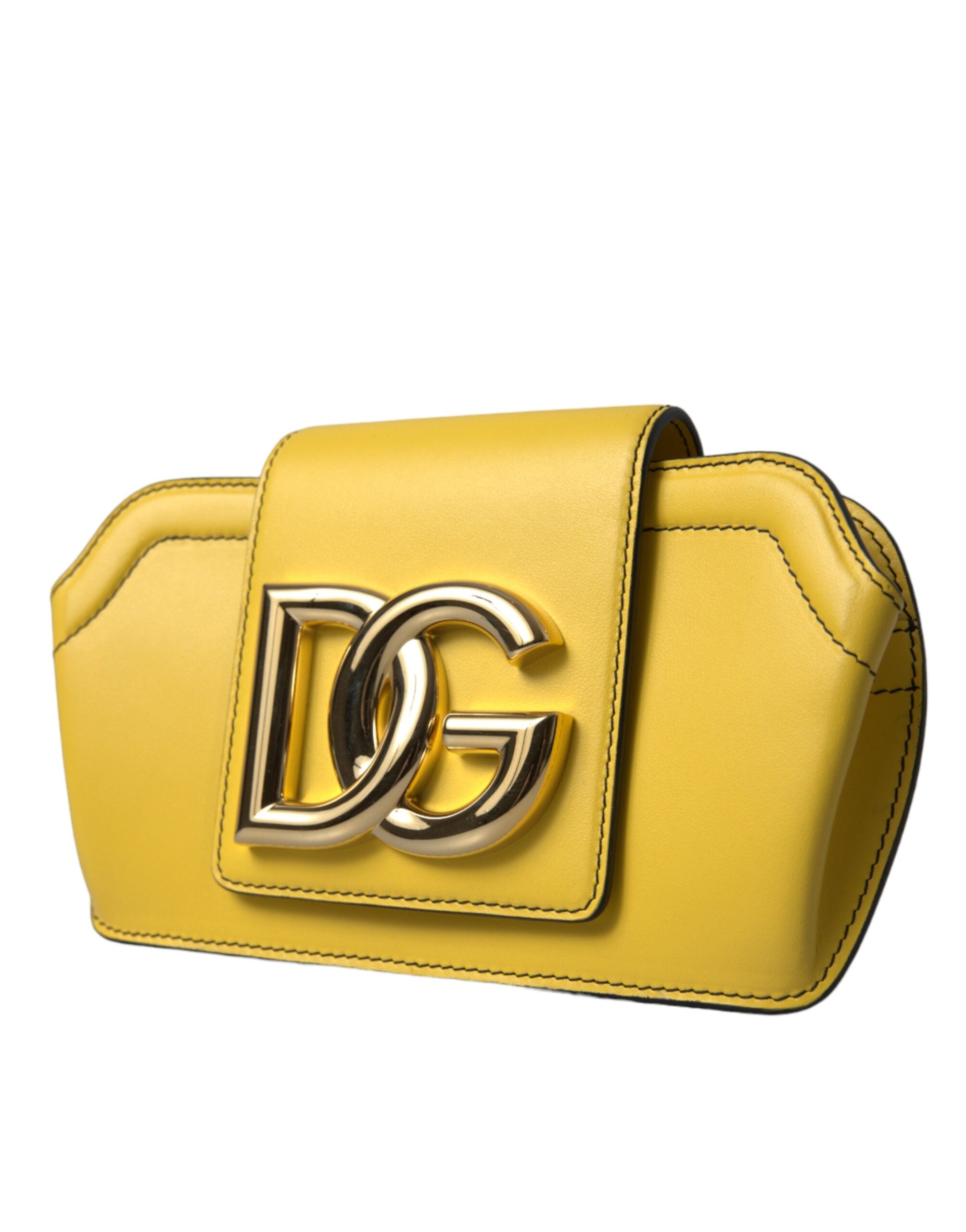 Dolce & Gabbana Yellow Smooth Leather DG Logo Clutch Crossbody Case Wo ...