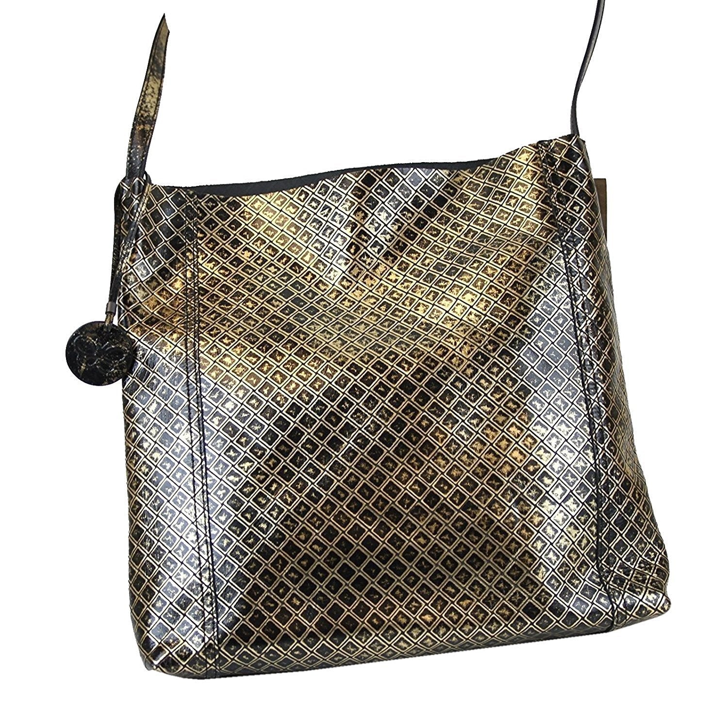 Bottega Veneta Gold / Black Leather Medium Intrecciomirage Messenger B ...