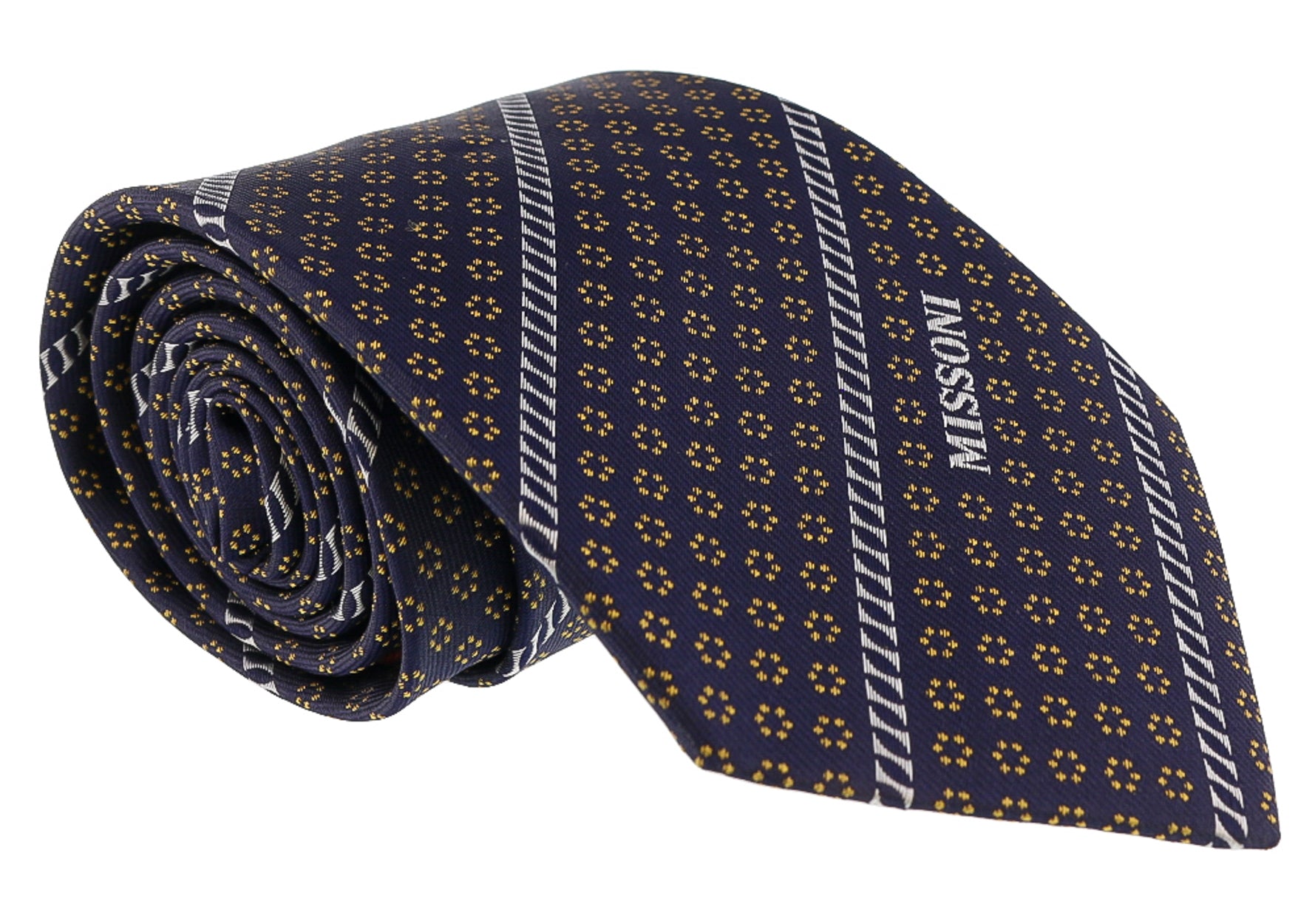 Missoni Micro Floral Navy Blue/Gold Woven 100% Silk Tie – Bluefly