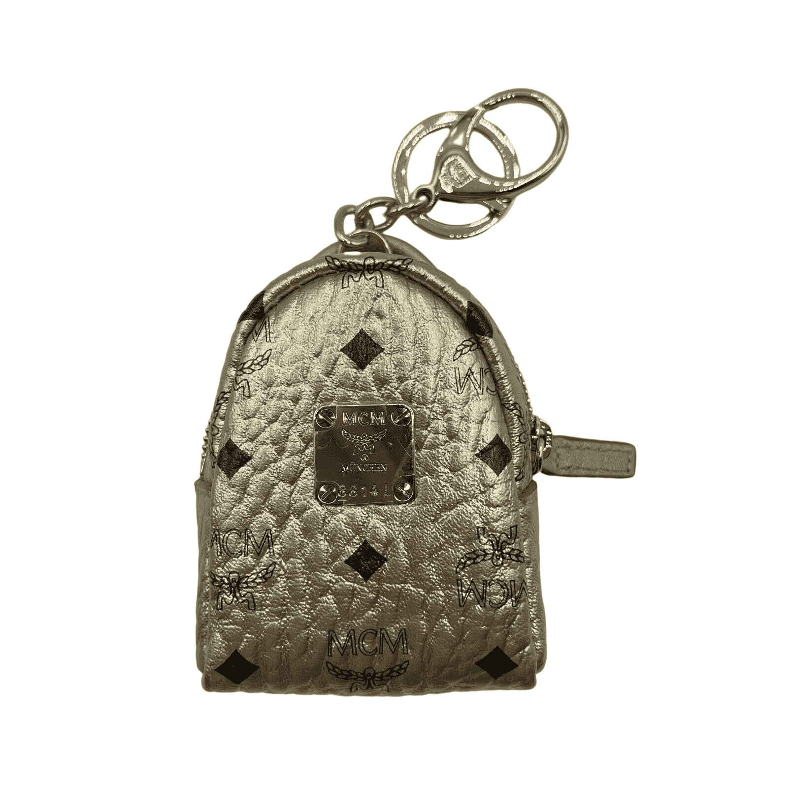 MCM Berlin Gold Visetos Charm Key Ring Mini Crossbody Bag – Bluefly